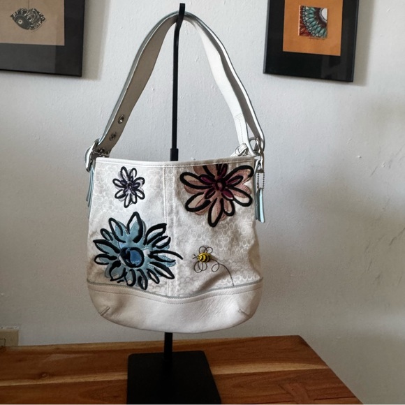 Coach | Bags | Coach Signature Flowers Bumble Bee Crossbody Duffle Bag ...